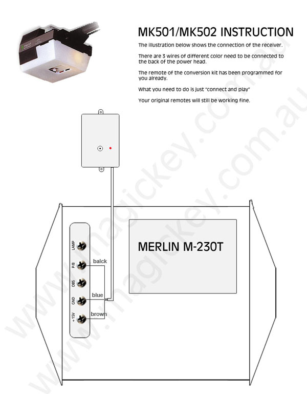 Garage door remote - Receiver Merlin 501 (Receiver Merlin501)